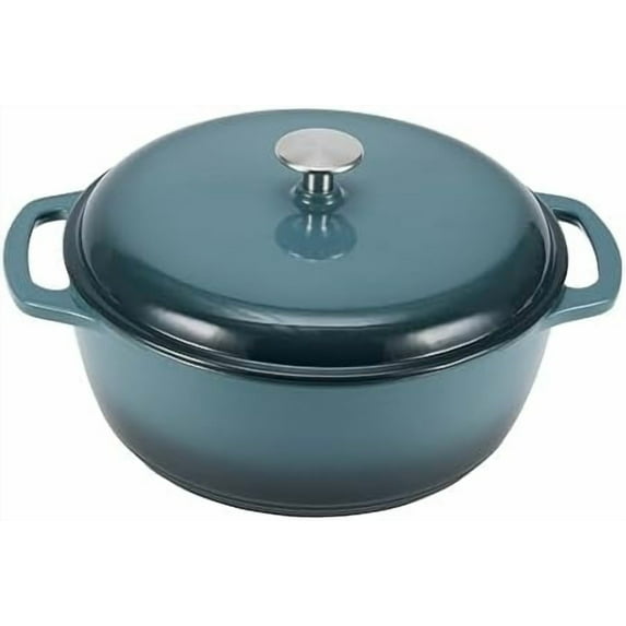 Cast Iron Dutch Oven Pot with Lid, Enameled, Round, Dual Handles, Heavy ...