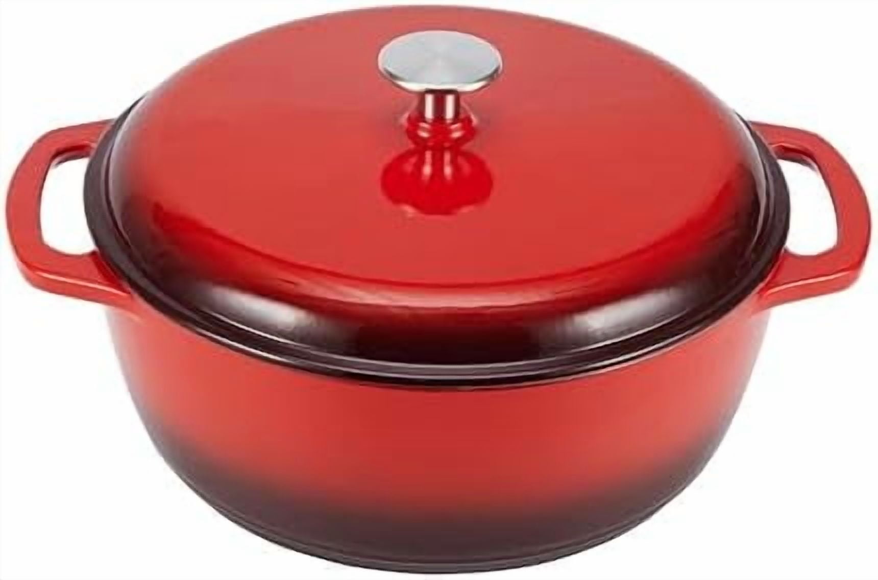 Cast Iron Dutch Oven Pot with Lid, Enameled, Round, Dual Handles, Heavy ...