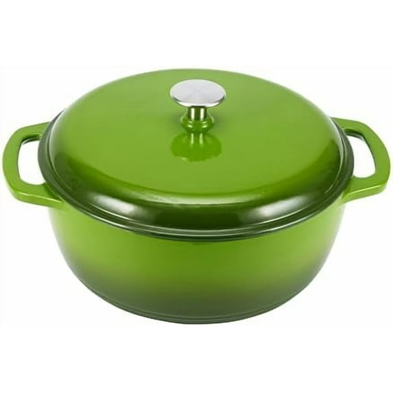 Cast Iron Dutch Oven Pot with Lid, Enameled, Round, Dual Handles, Heavy ...