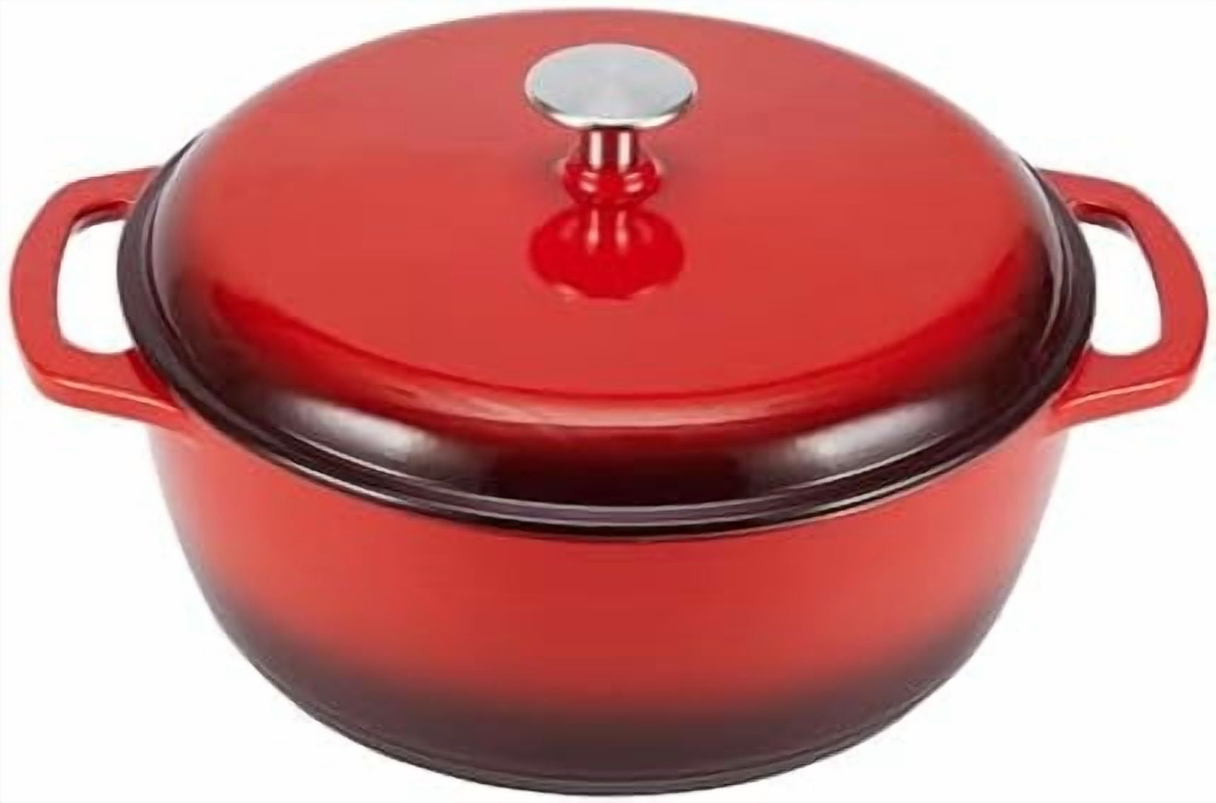 Cast Iron Dutch Oven Pot with Lid, Enameled, Round, Dual Handles, Heavy ...