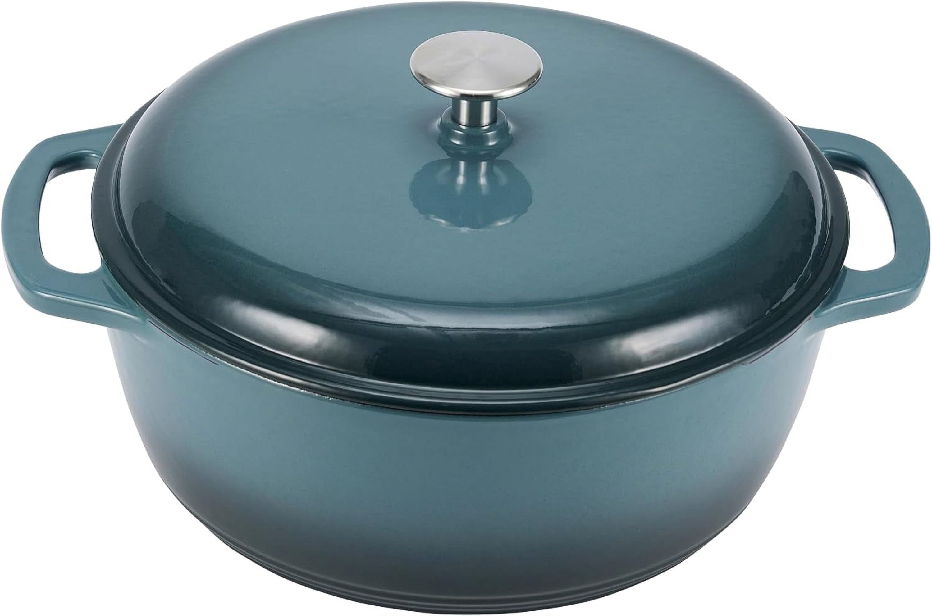 Cast Iron Dutch Oven Pot with Lid, Enameled, Round, Dual Handles, Heavy ...