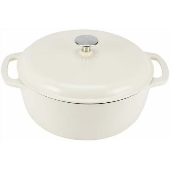 Cast Iron Dutch Oven Pot with Lid, Enameled, Round, Dual Handles, Heavy ...