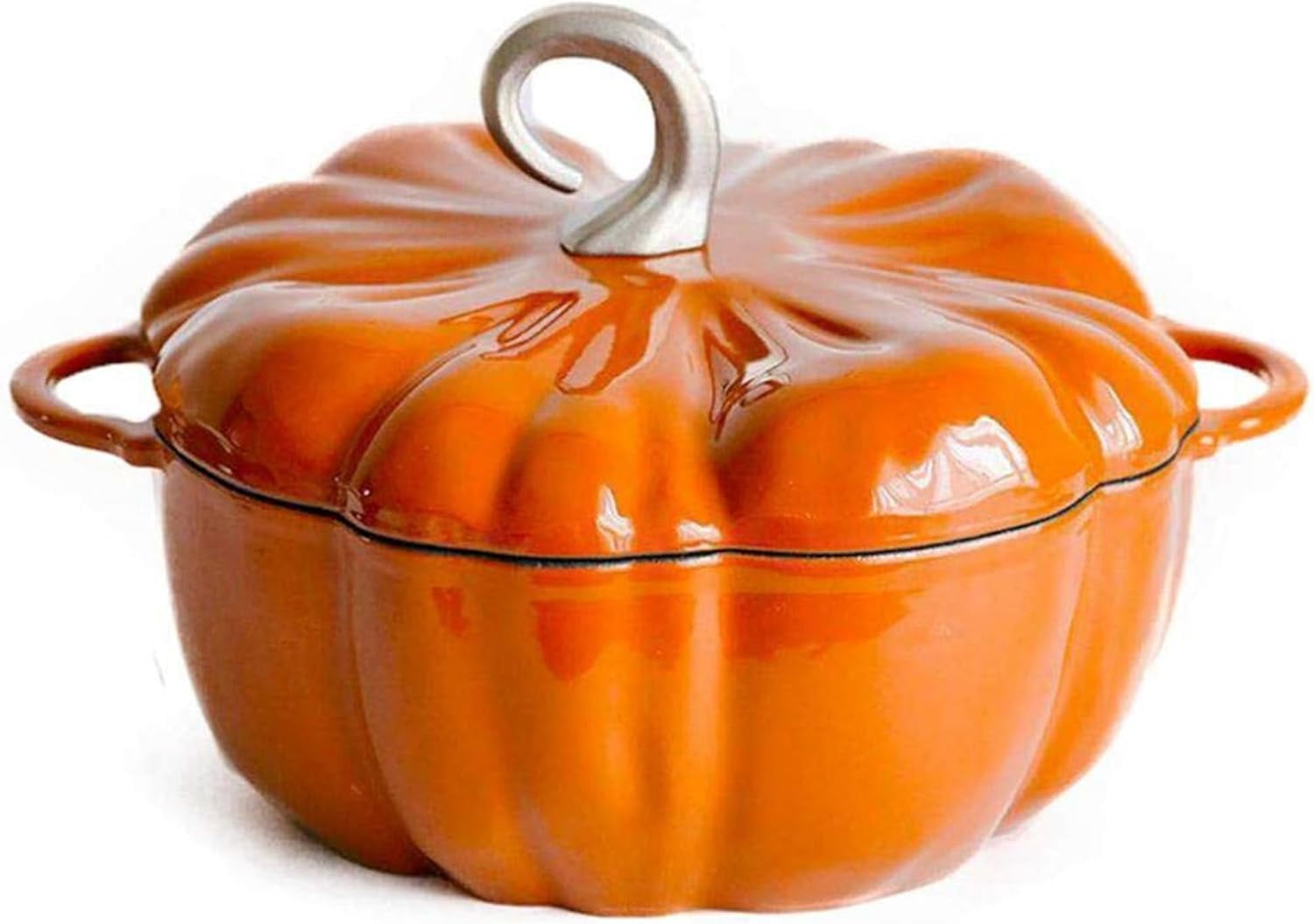 Cast Iron Dutch Oven,Pumpkin Dutch Oven,Cute Pumpkin Shape,3.36 Quart/3.7L Enameled Cast Iron ...