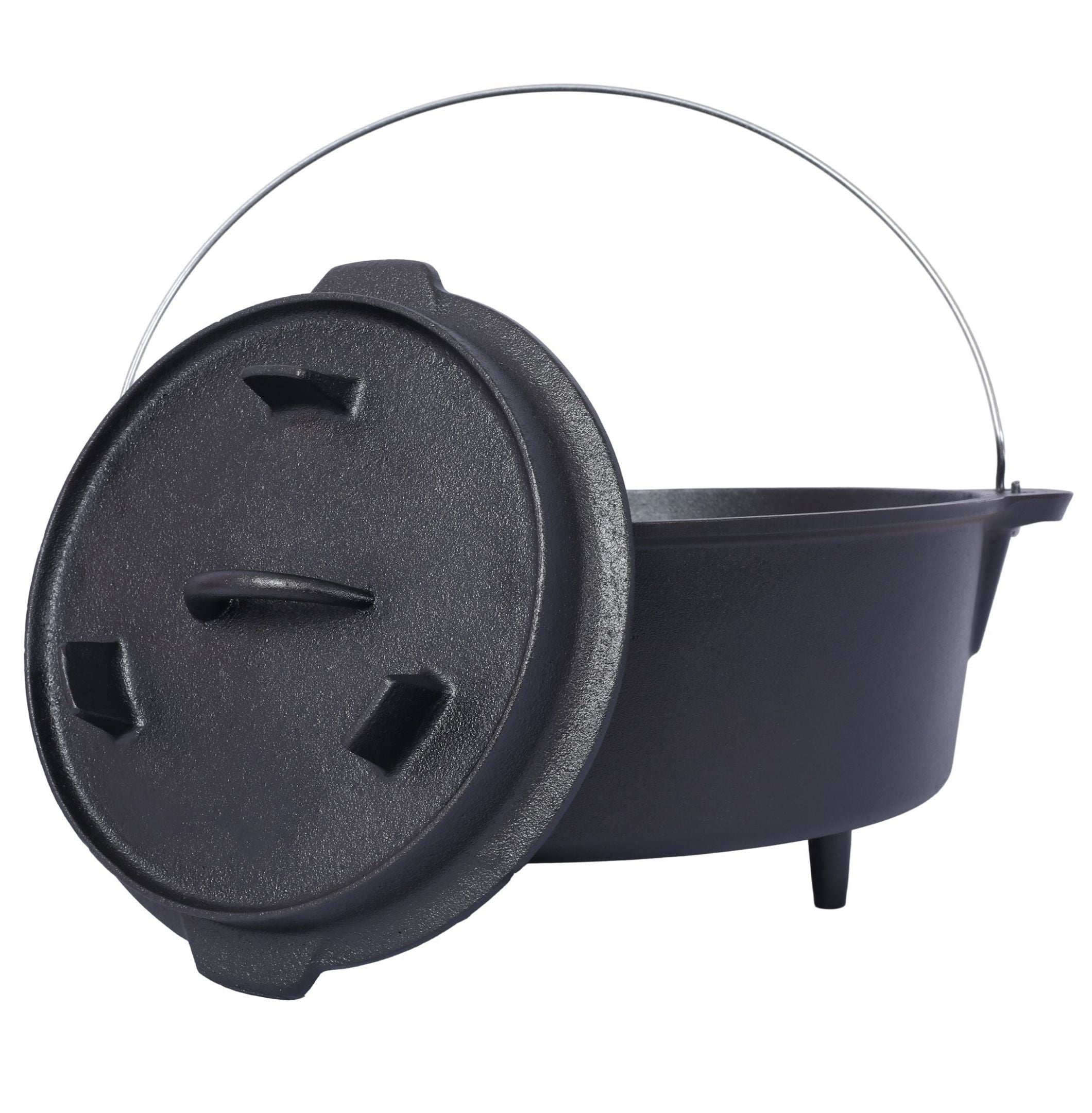 Cast Iron Dutch Oven with Skillet Lid, 8 Quart Camping Pot - Pre ...