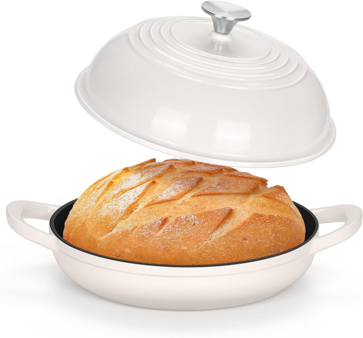 Cast Iron Dutch Oven for Sourdough Baking, 6 Quart Bread Pot with Dome ...