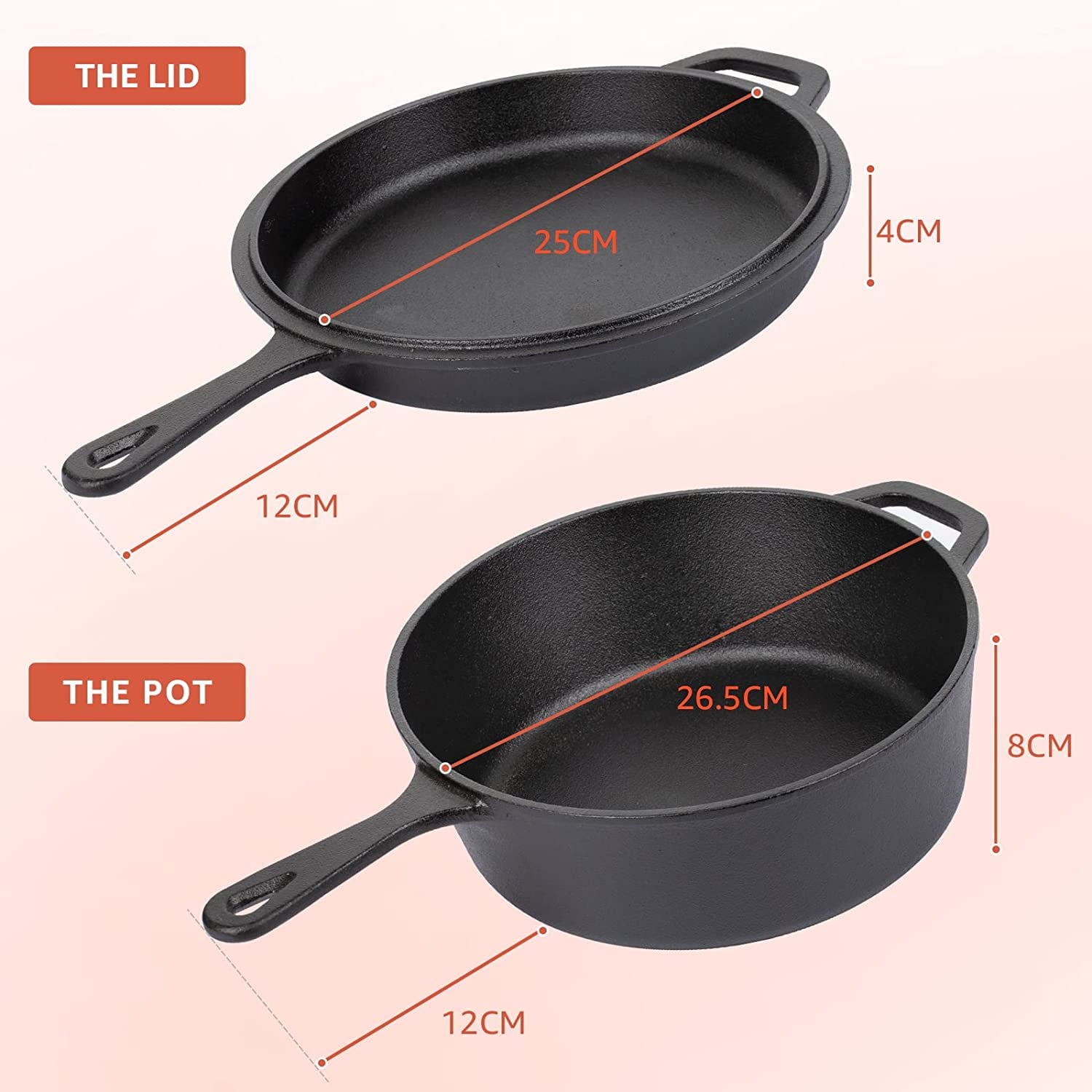 Cast Iron Dutch Oven with Dual Use Skillet Lid for Oven, Induction ...