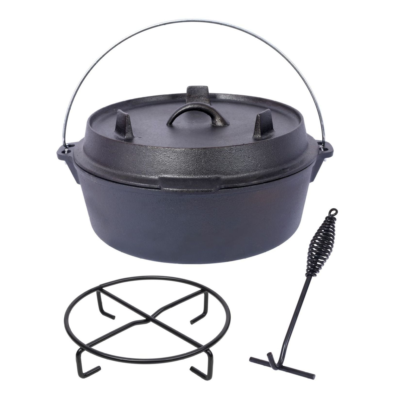 Cast Iron Dutch Oven with Skillet Lid, 8 Quart - Camping Pot for ...