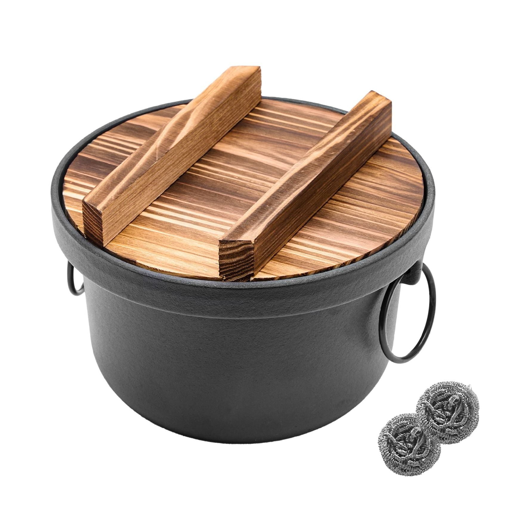 Cast Iron Dutch Oven with Wooden Lid, Safe and Non-Coatings, Deep Pot ...