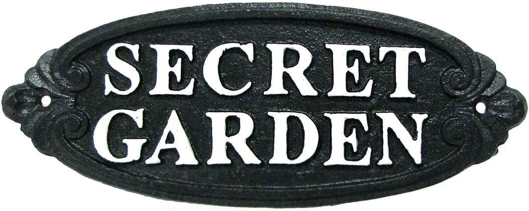 Cast Iron Embossed Secret Garden Wall Sign Lawn Yard Art Home Door Gate ...