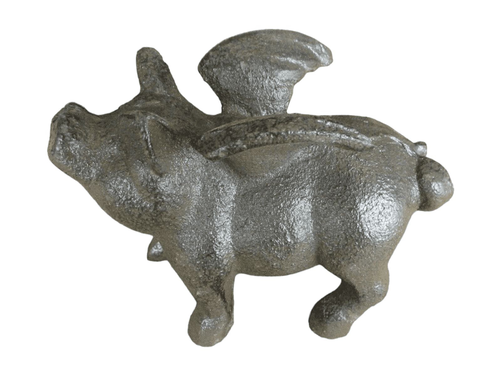 Cast Iron FLYING PIG Statue Farm Paper Weight Garden Rustic Figurine ...