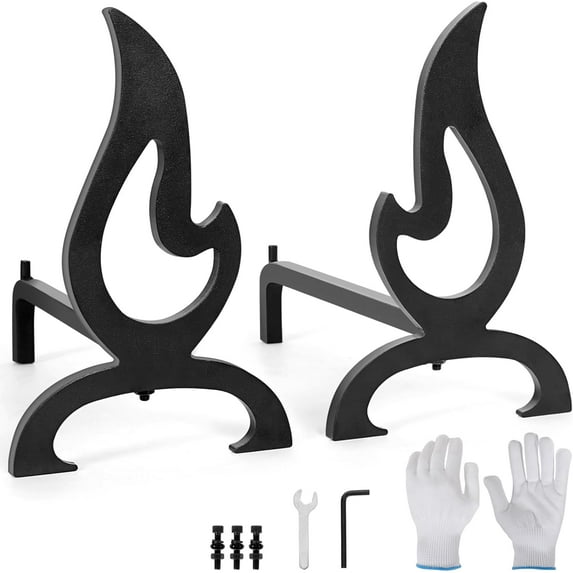 Cast Iron Fireplace Andirons, Decorative Andirons for Wood Burning ...