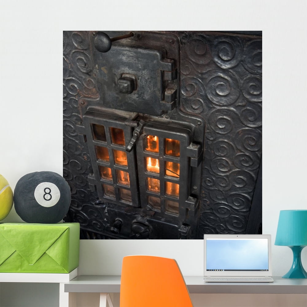 Cast Iron Fireplace Wall Mural Decal by Wallmonkeys Vinyl Peel and ...