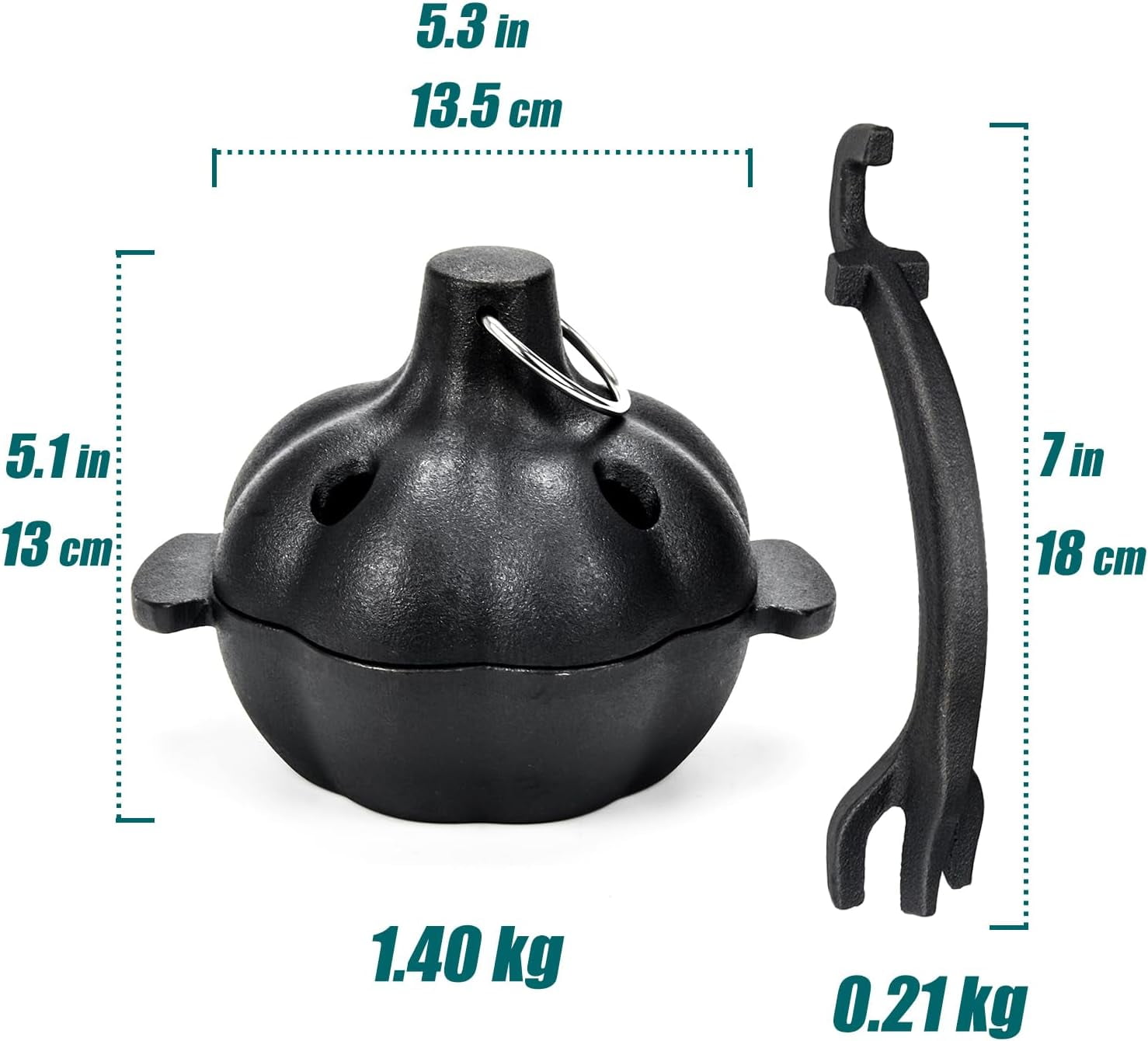 Cast Iron Garlic Roaster with Handle, Smoker Roaster, Garlic Cooker ...