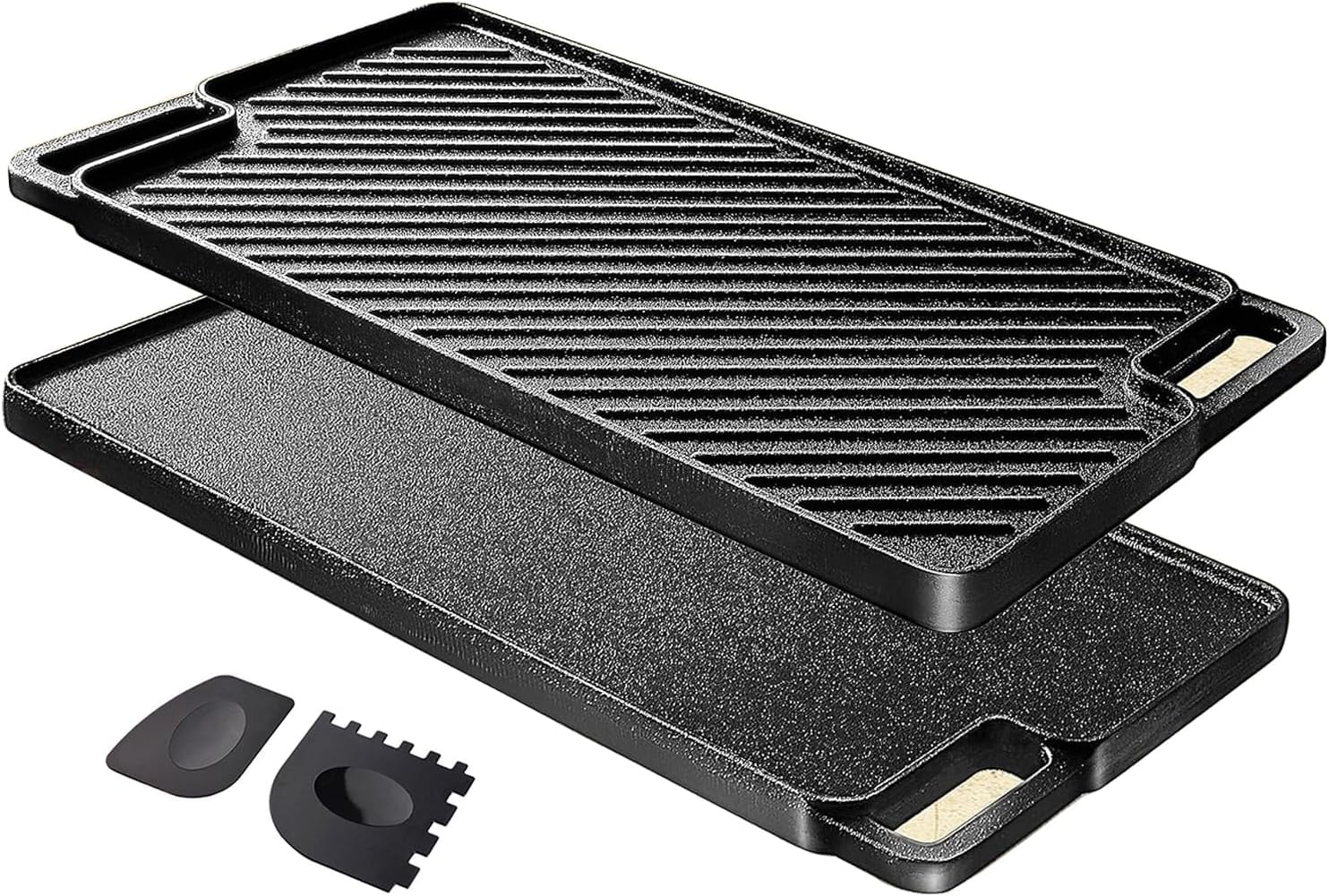 Cast Iron Griddle, 16.7x9.7" Reversible Flat Cast Iron Griddle/Grill ...