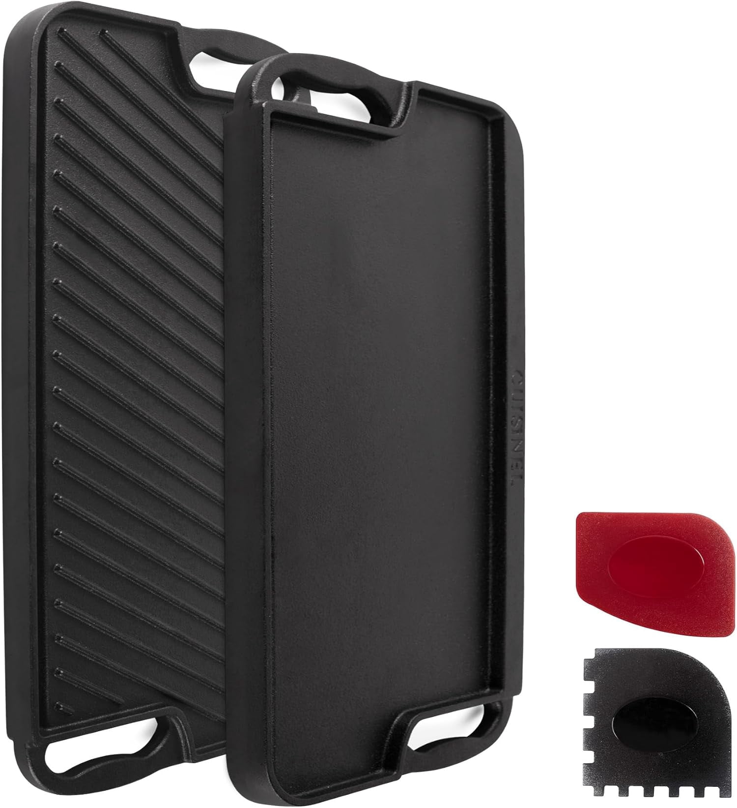 Cast Iron Griddle/Grill + Scraper/Cleaner - Reversible Pre-Seasoned 20 ...
