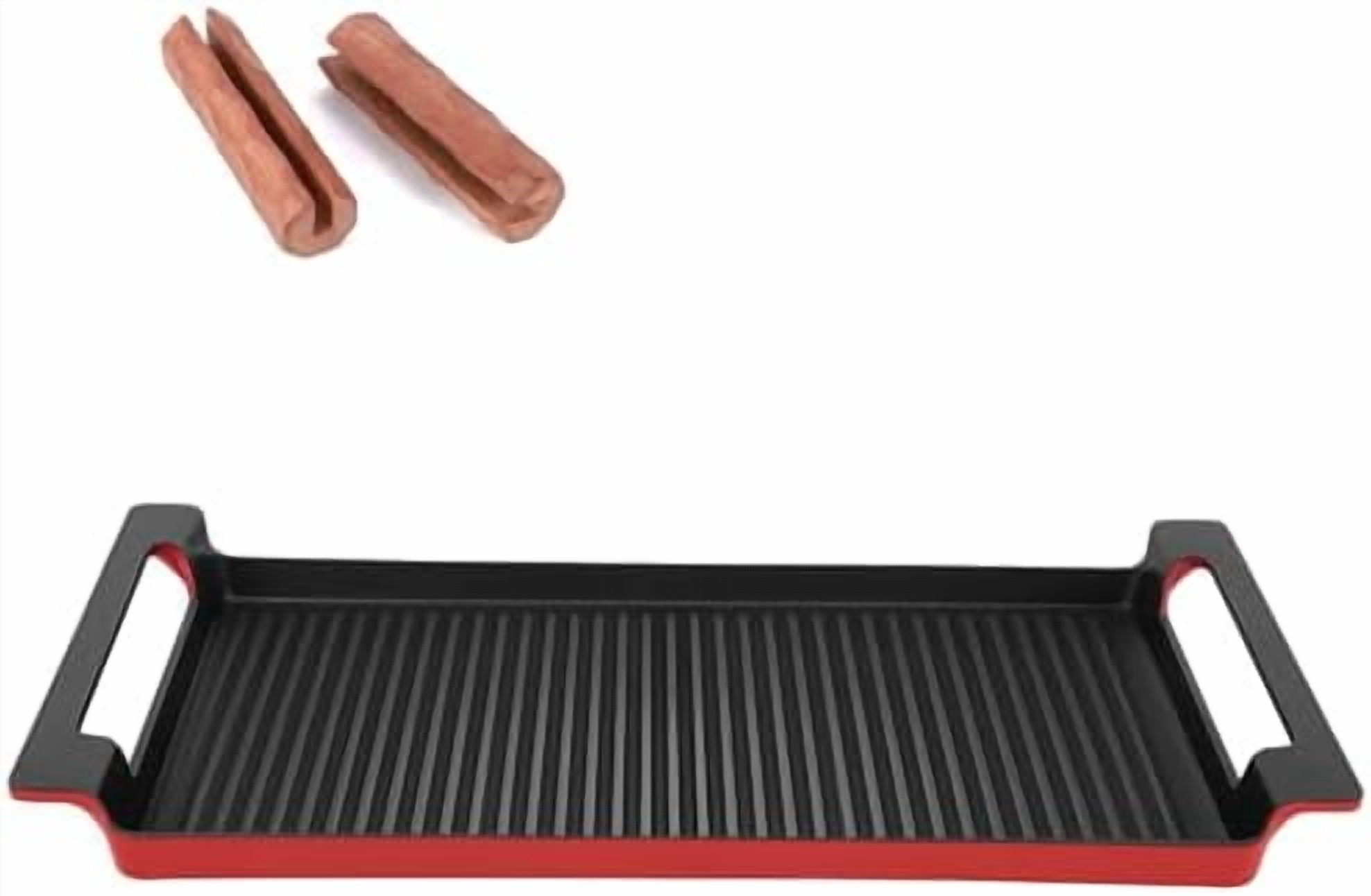 Cast Iron Grill/Griddle Pan with Non-Stick Coating & Grease Groove ...