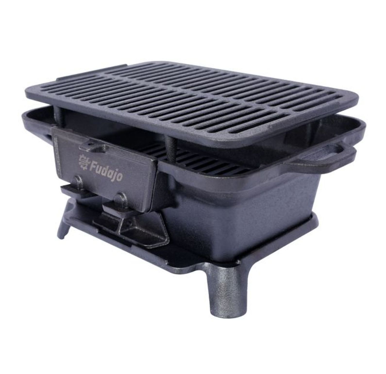 Cast Iron Grill Outdoor Portable, Charcoal Grill Tabletop Skillet ...