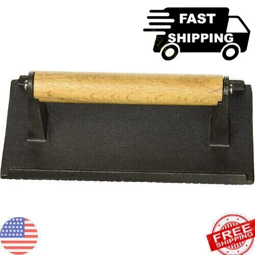 Cast Iron Grill Press Weight Steak Burger Press Griddles Flattops Bacon ...