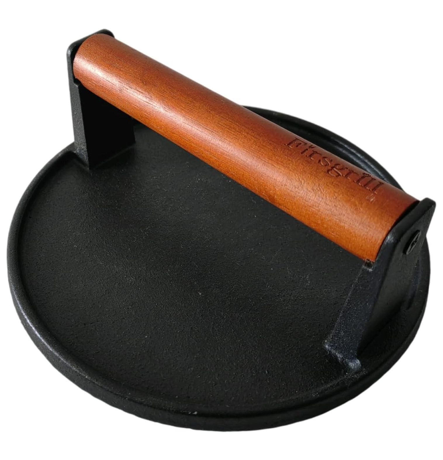 Cast Iron Grill Presses with Wood Handle (Round w Flat Bottom ...