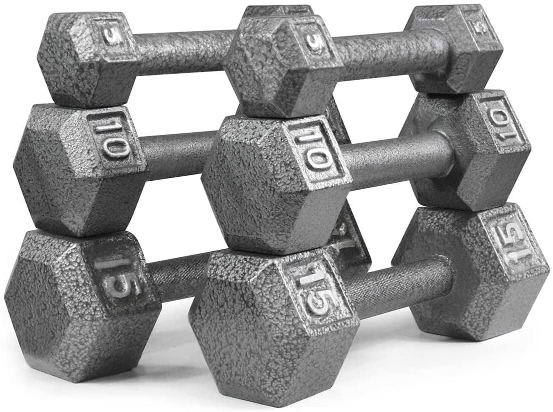 Cast Iron Hex Dumbbell Set – Solid Grey, Unisex, Rack Option Available ...