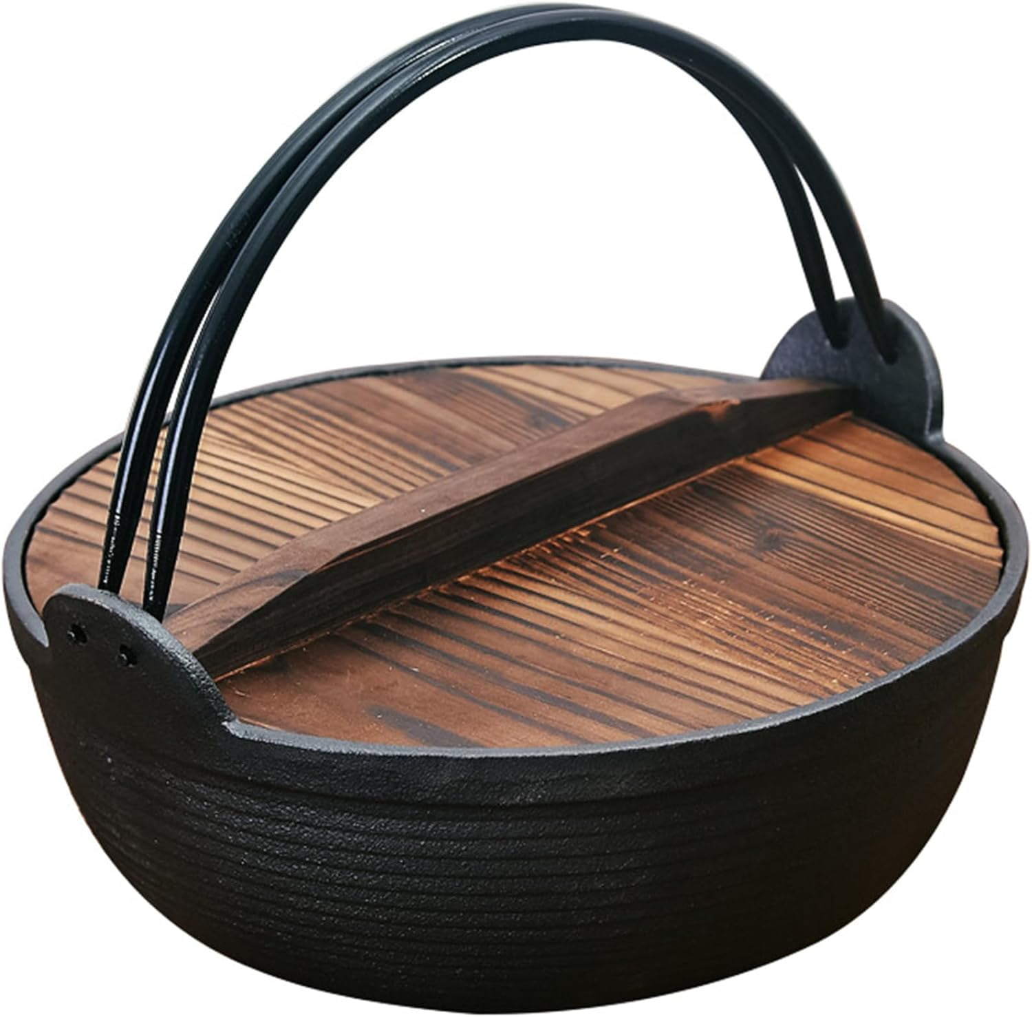 Cast Iron Japanese Sukiyaki Hot Pot, Nonstick Dual Handle Japanese Cast ...