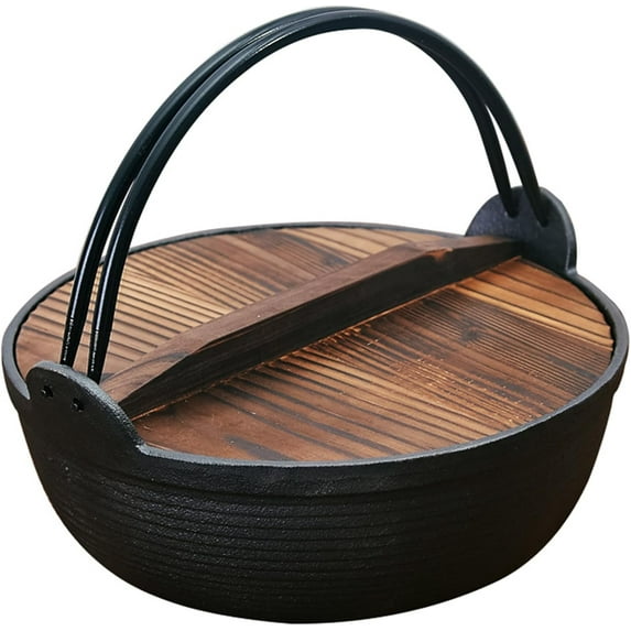Cast Iron Japanese Sukiyaki Hot Pot, Nonstick Dual Handle Japanese Cast ...