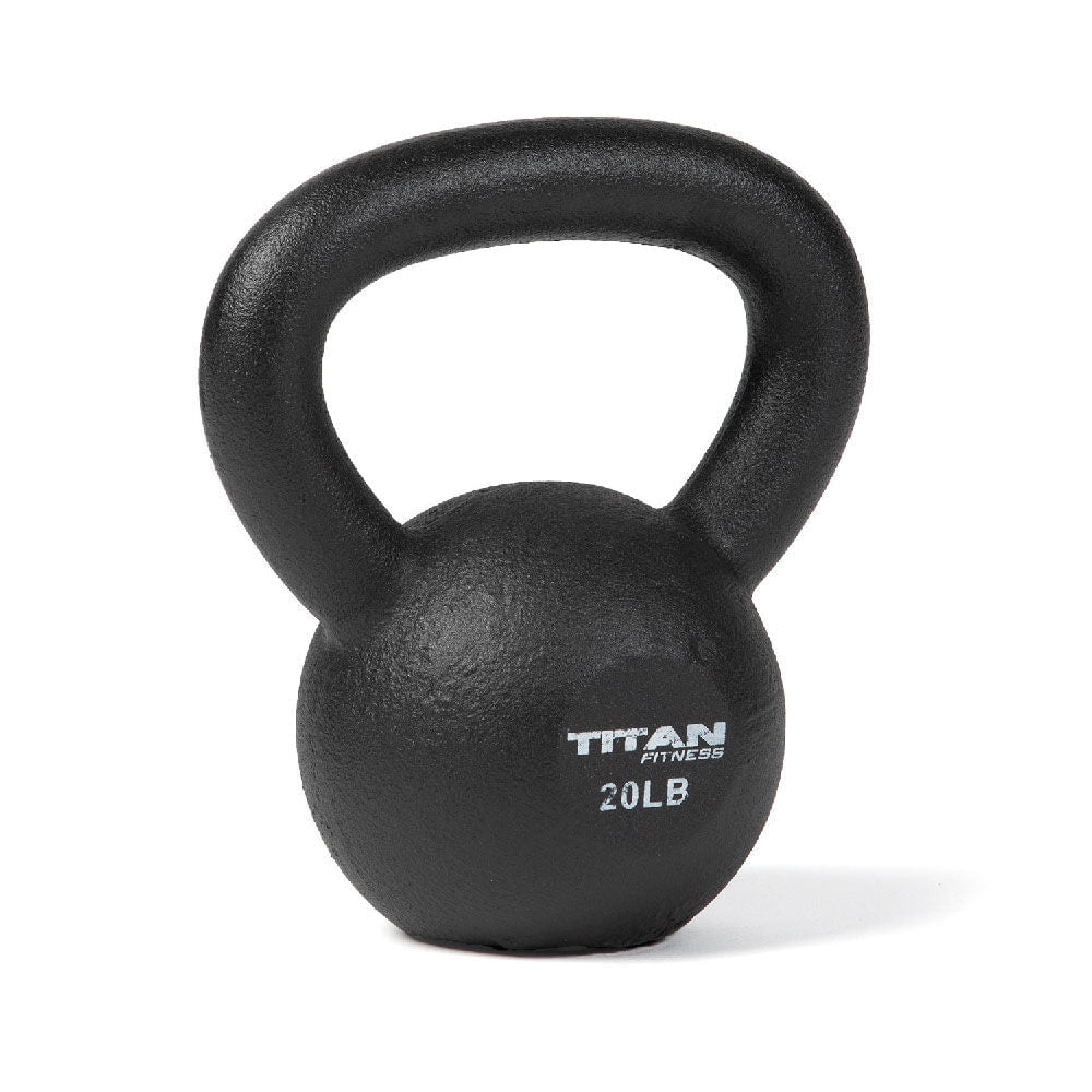Titan Fitness 20 LB Cast Iron Kettlebell, Single Piece Casting, LB ...