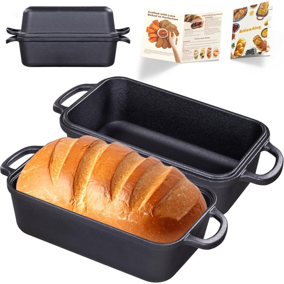 Cast Iron Loaf Pan with Lid 9×5 Inch, Bread Baking Pans, Even Heat ...