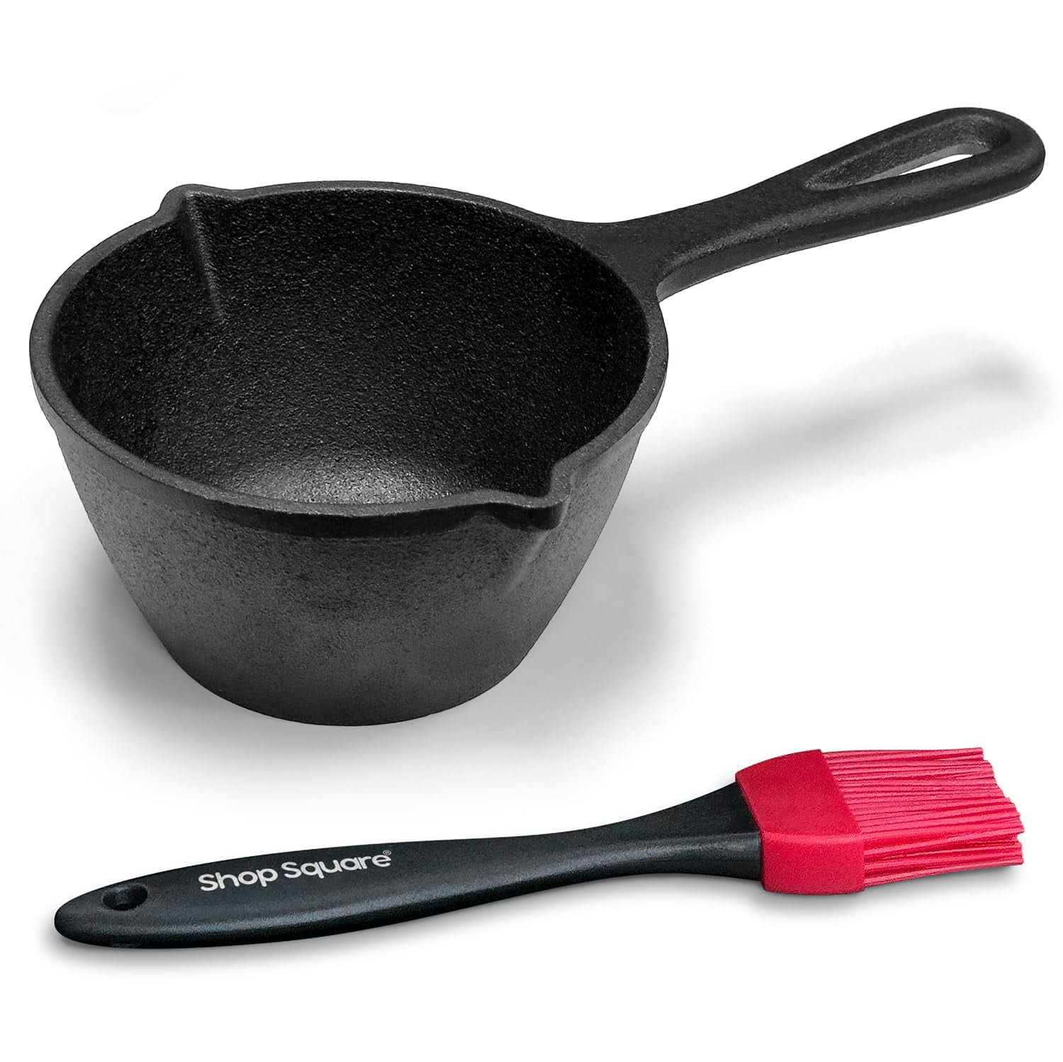 Cast Iron Melting Pot and Silicone BBQ Brush, Cast Iron Saucepan, Cast ...