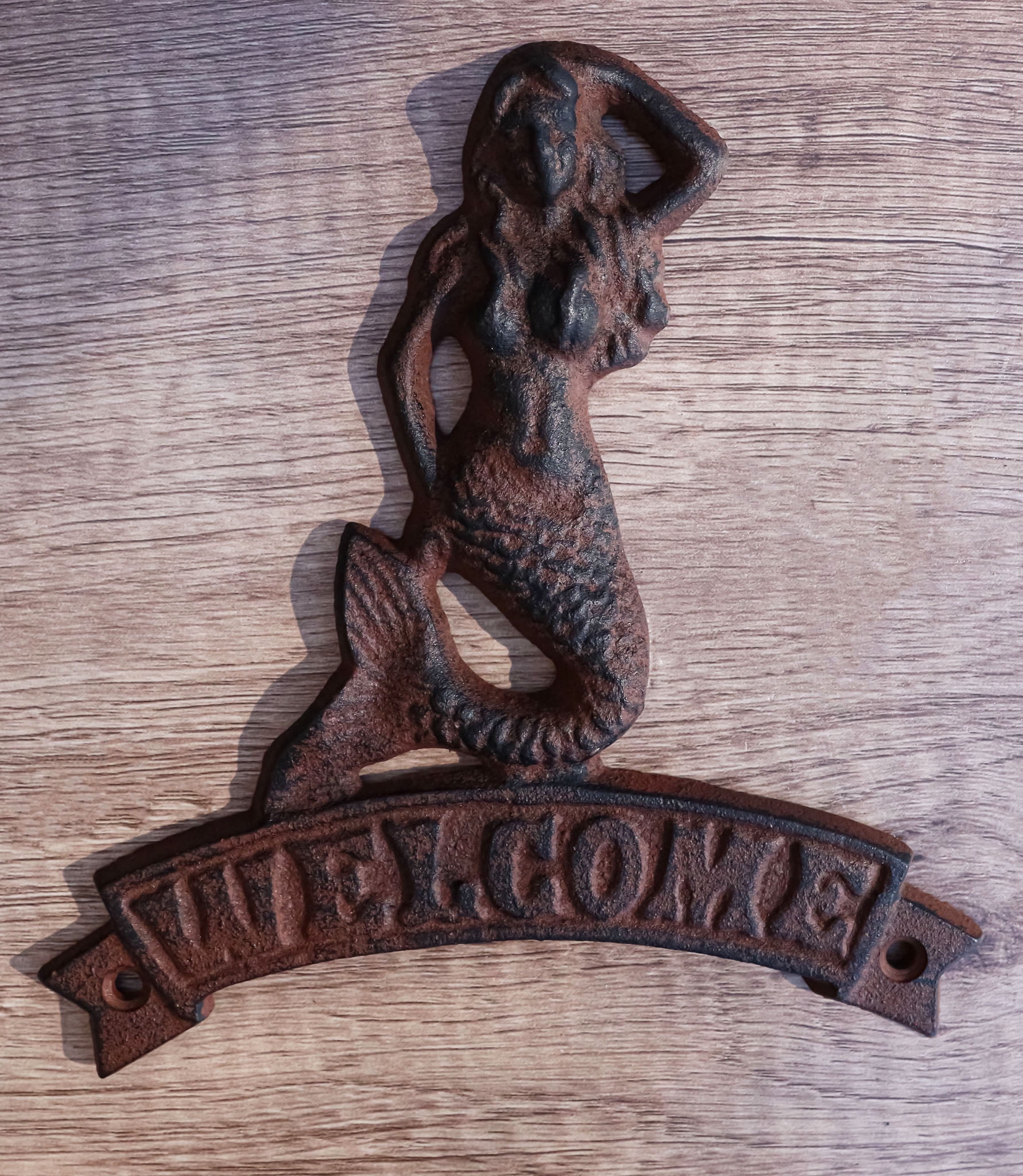 Cast Iron Nautical Ocean Mermaid Welcome Sign Abstract Wall Door Plaque ...