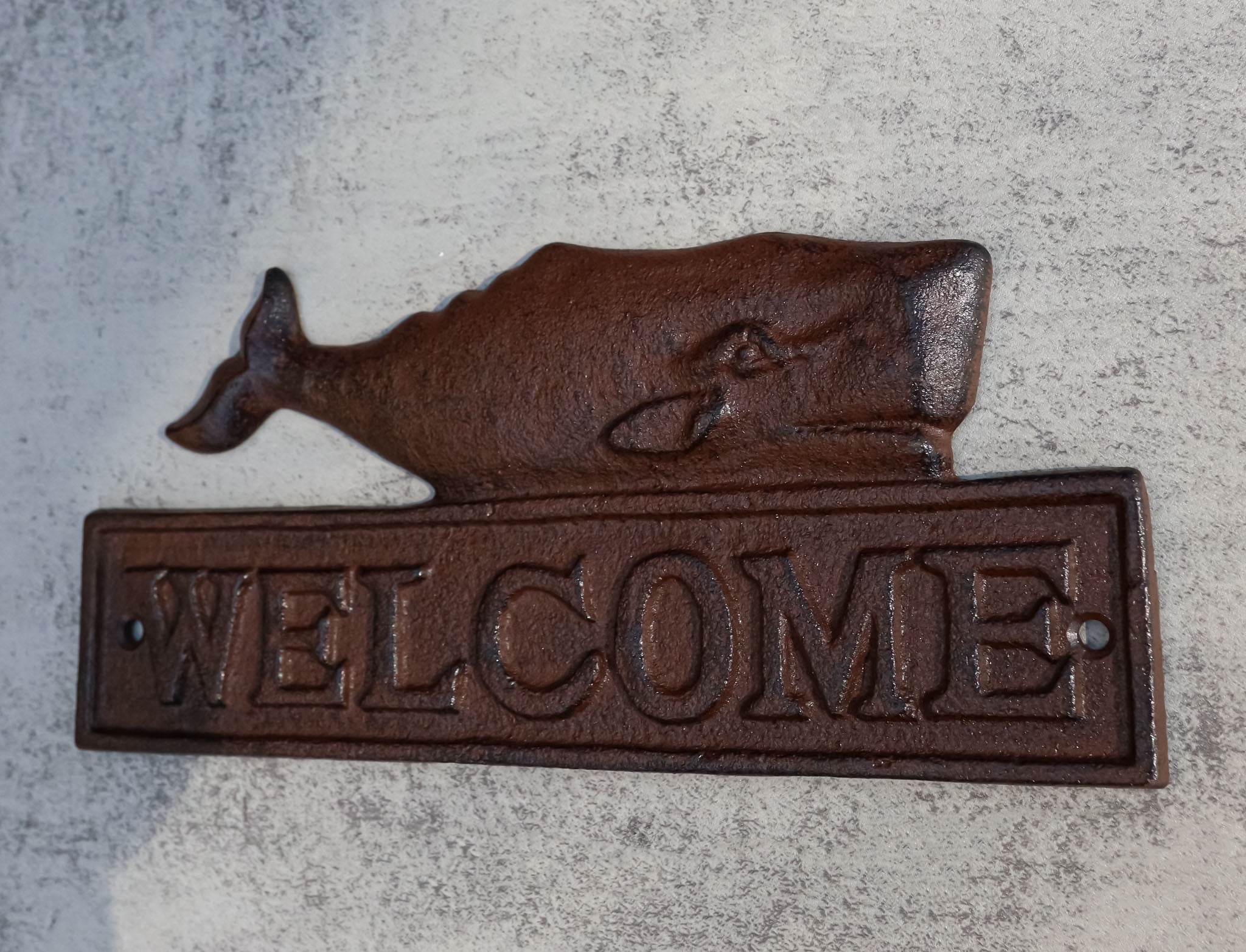 Cast Iron Nautical Ocean Sperm Whale Welcome Sign Decorative Wall Door ...