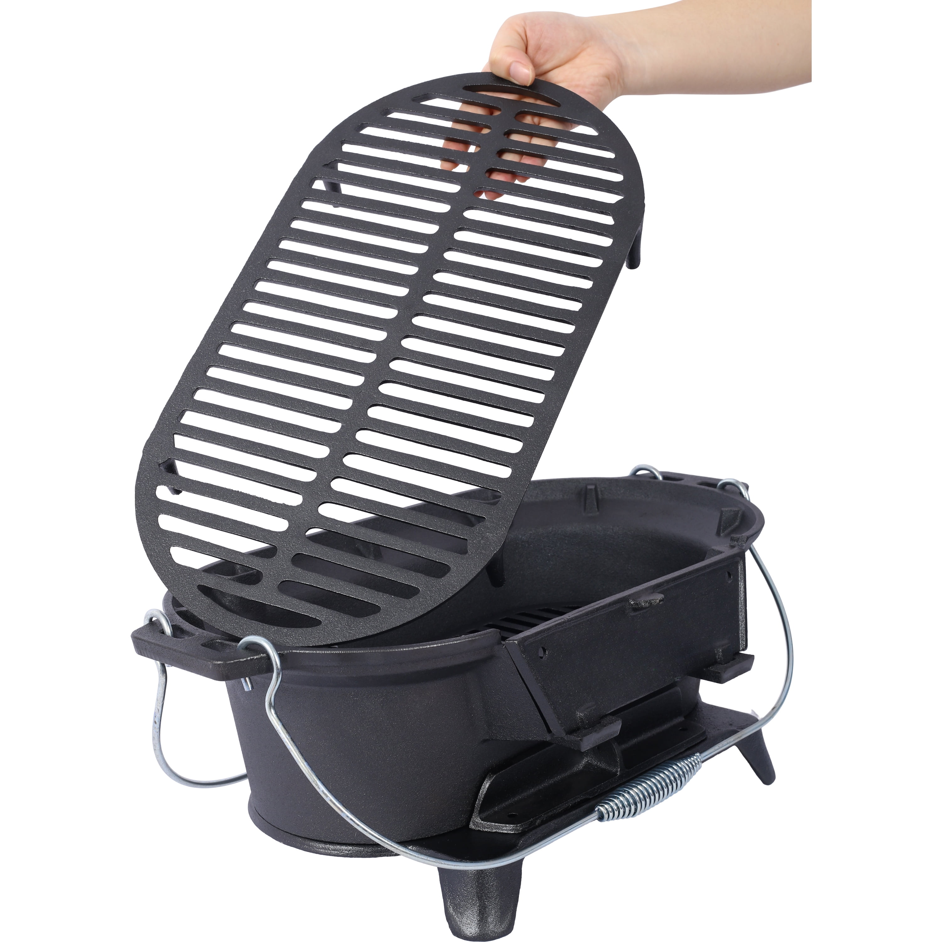 Cast Iron Outdoor Grill – Portable Charcoal Hibachi Grill & Tabletop ...
