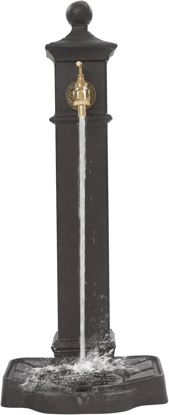 Cast Iron Outdoor Water Column with Faucet, Freestanding Floor Mounted ...