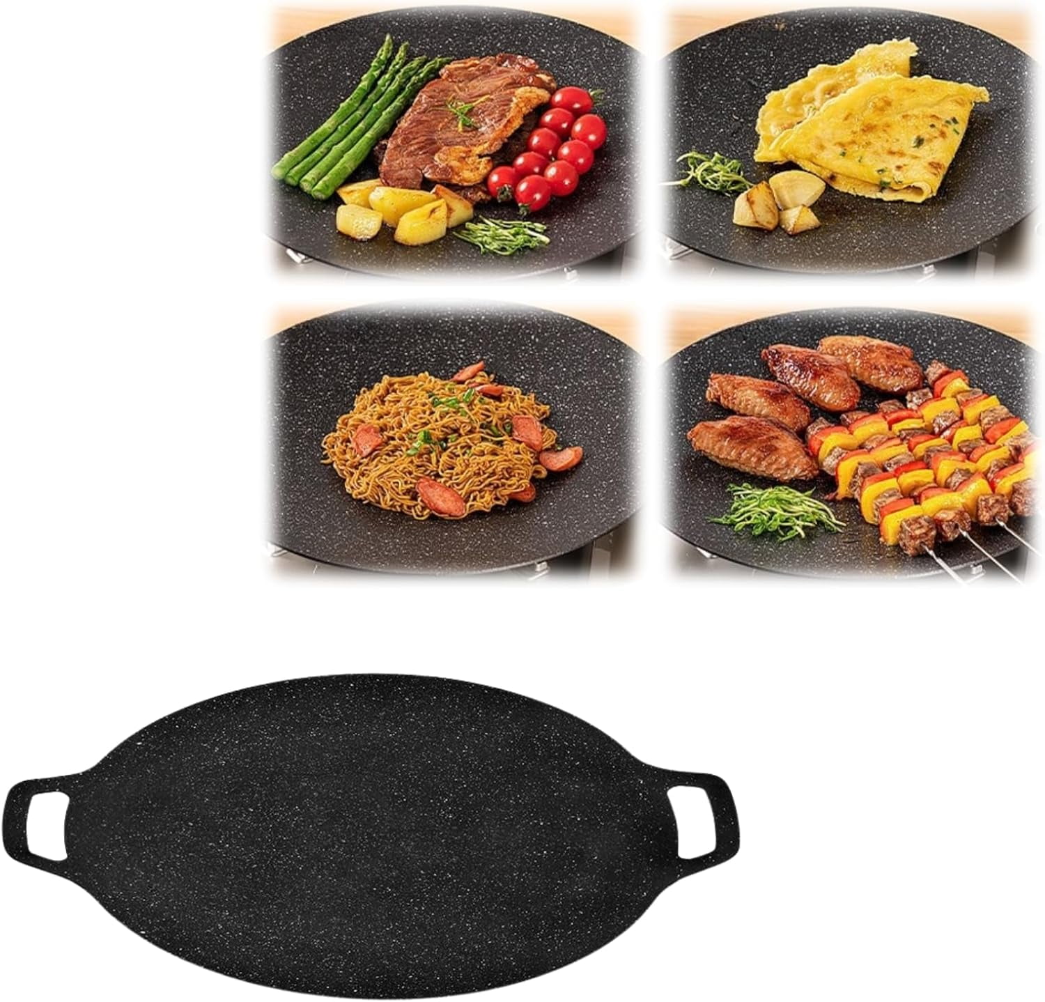 Cast Iron Pan ,Tortilla,11 Inch Double Handled Seasoned Cast Flat Iron ...