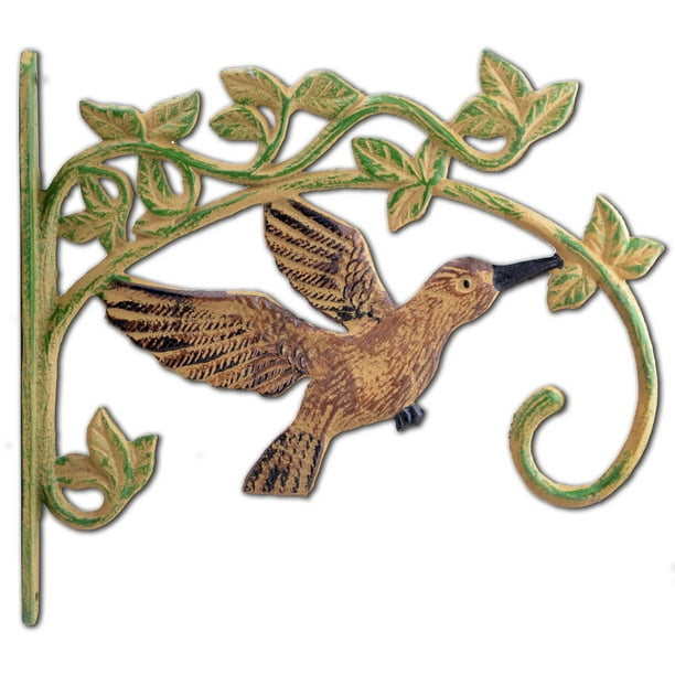 Cast Iron Plant Hanger Hook Antiqued Brown Flying Hummingbird 11.25 ...