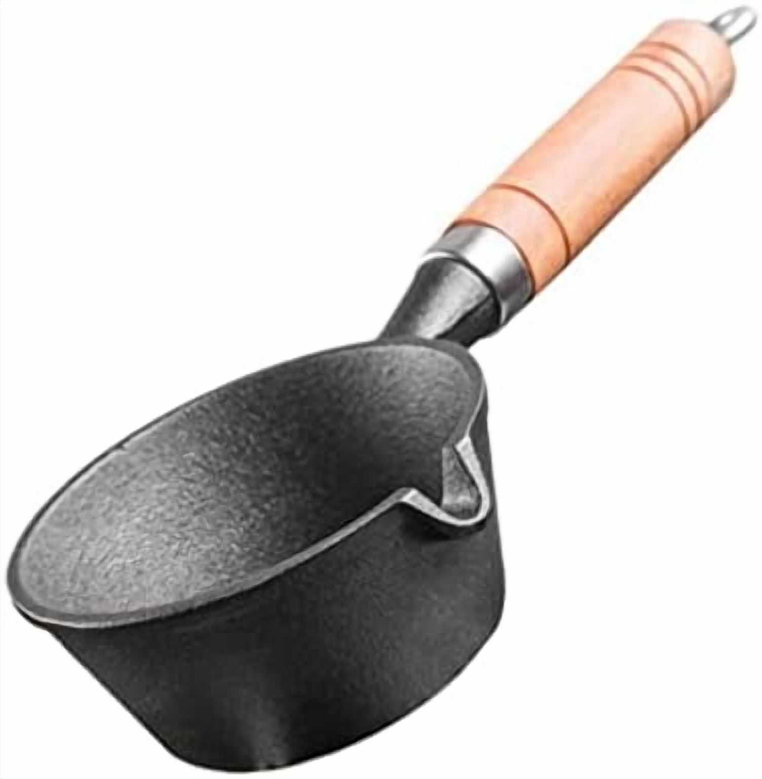 Cast Iron Pot, 1 Pc Butter Warme Iron Oil Heating Pot with Wooden ...