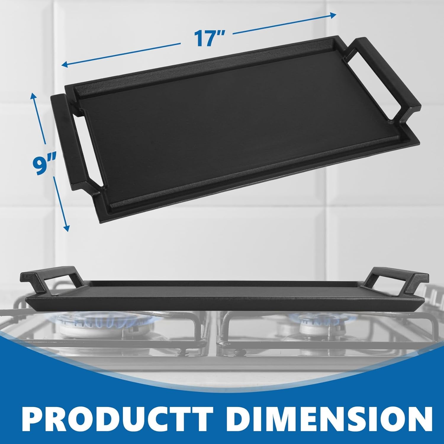 Cast Iron Pot, Griddle Pan Hot Plate, Pre-Seasoned, Grill for Stovetop ...