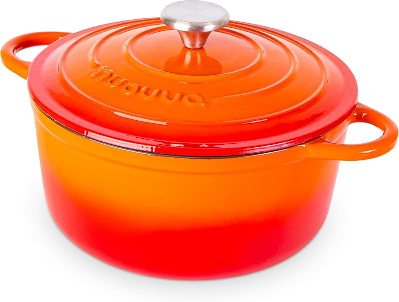 Cast Iron Pot with Lid – Non-Stick Ovenproof Enamelled Casserole Pot ...