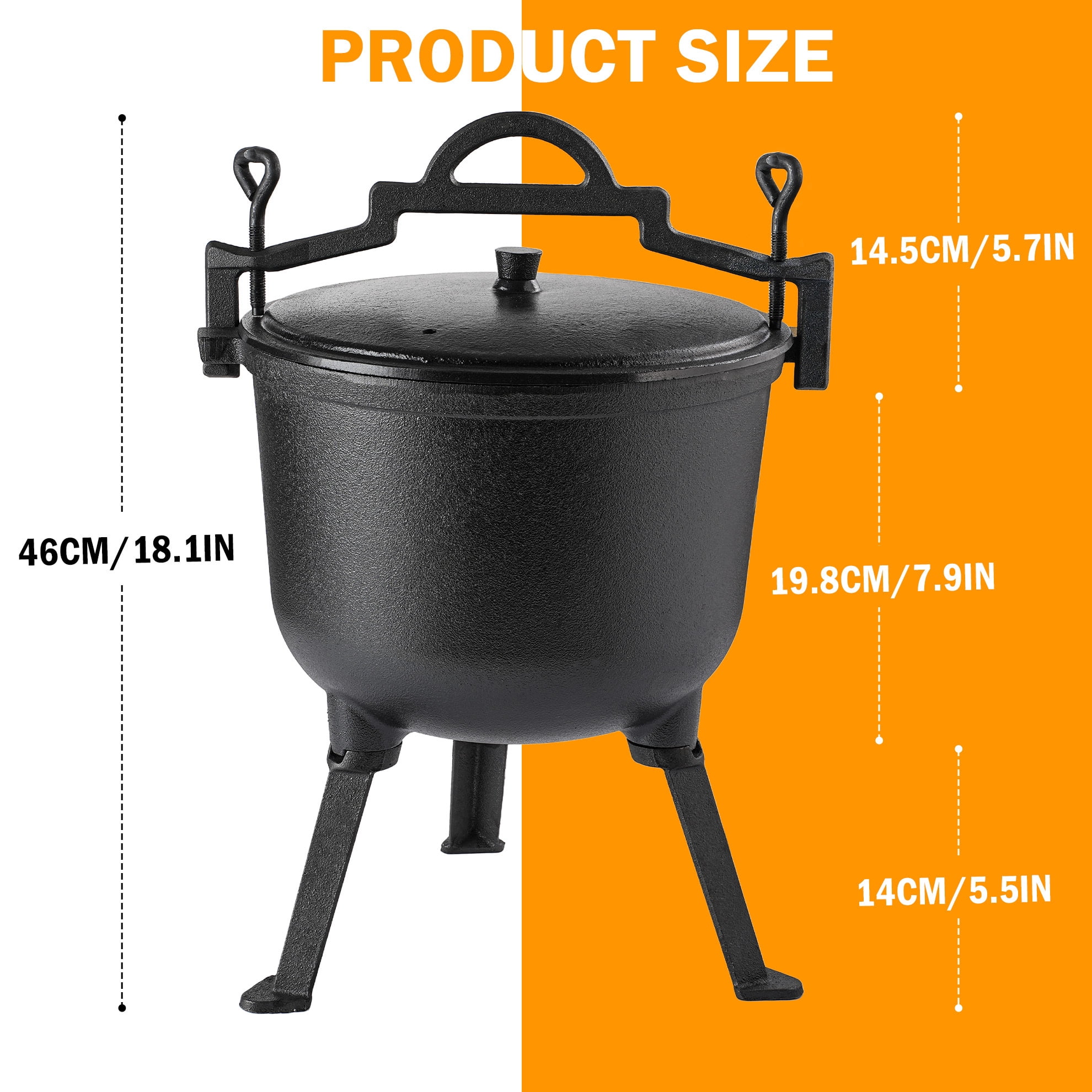 Cast Iron Potjie Cauldron Pot with Lid & 3 Legs – Pre-Seasoned South ...