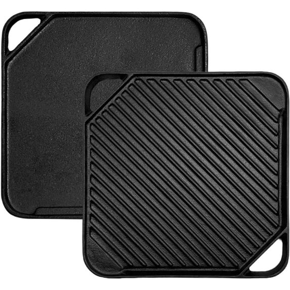 Cast Iron Reversible Grill/Griddle, 10.5-Inch Double Handled Cast Iron ...