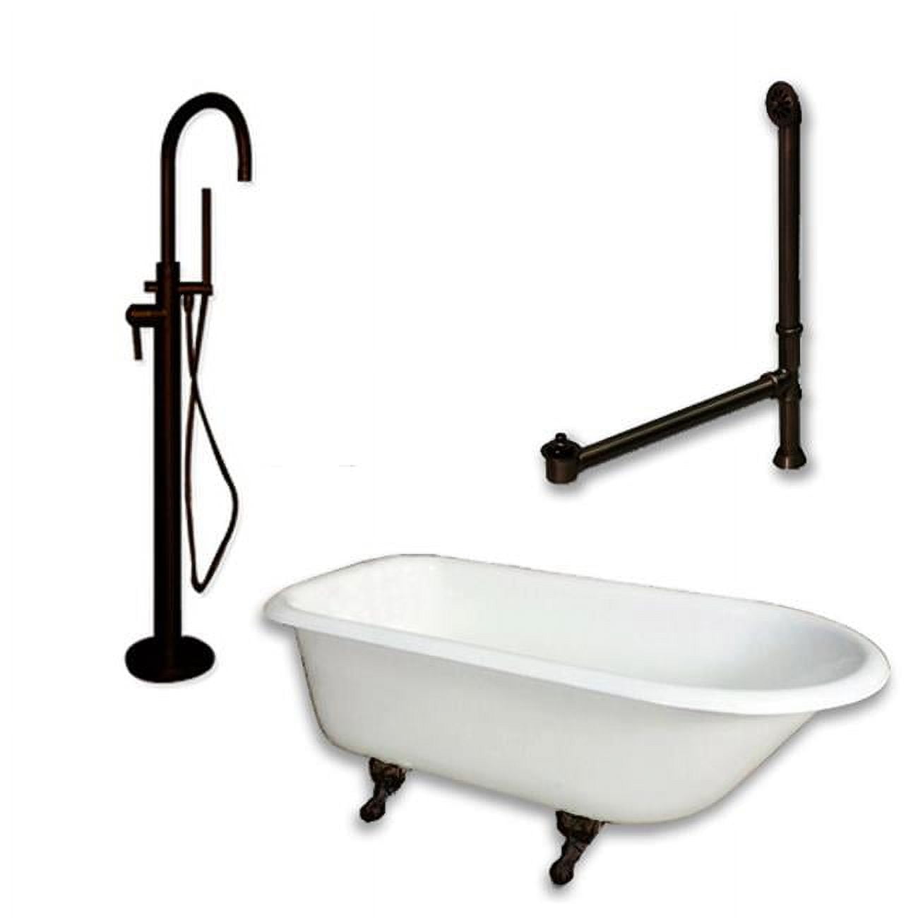 Cast-Iron Rolled Rim Clawfoot Tub 55" X 30" with no Faucet Drillings ...