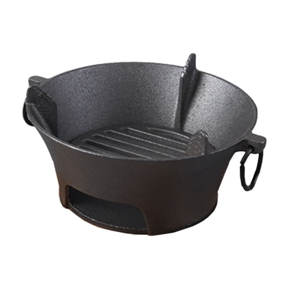 Cast Iron Round Charcoal Grill, Durable Portable Outdoor Cooking ...