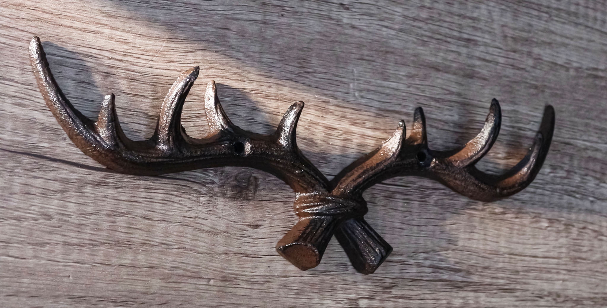 Cast Iron Rustic 10 Point Stag Deer Antlers Rack Wall Plaque 11"L ...