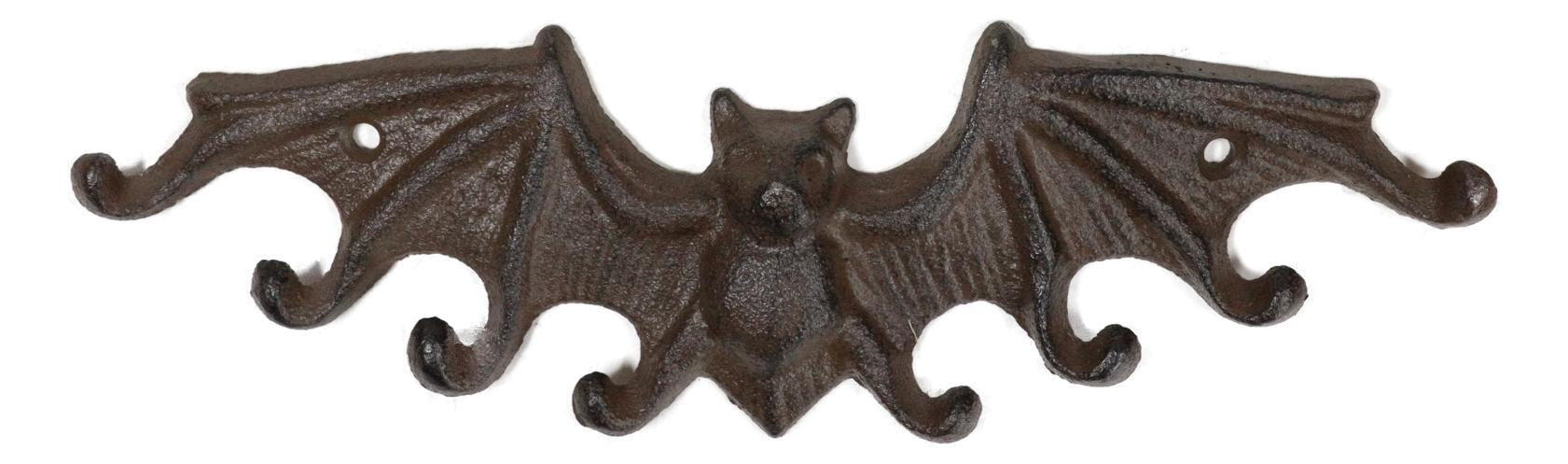 Cast Iron Rustic Dracula's Perch Winged Bat 8 Pegs Quadruple Wall Hook ...