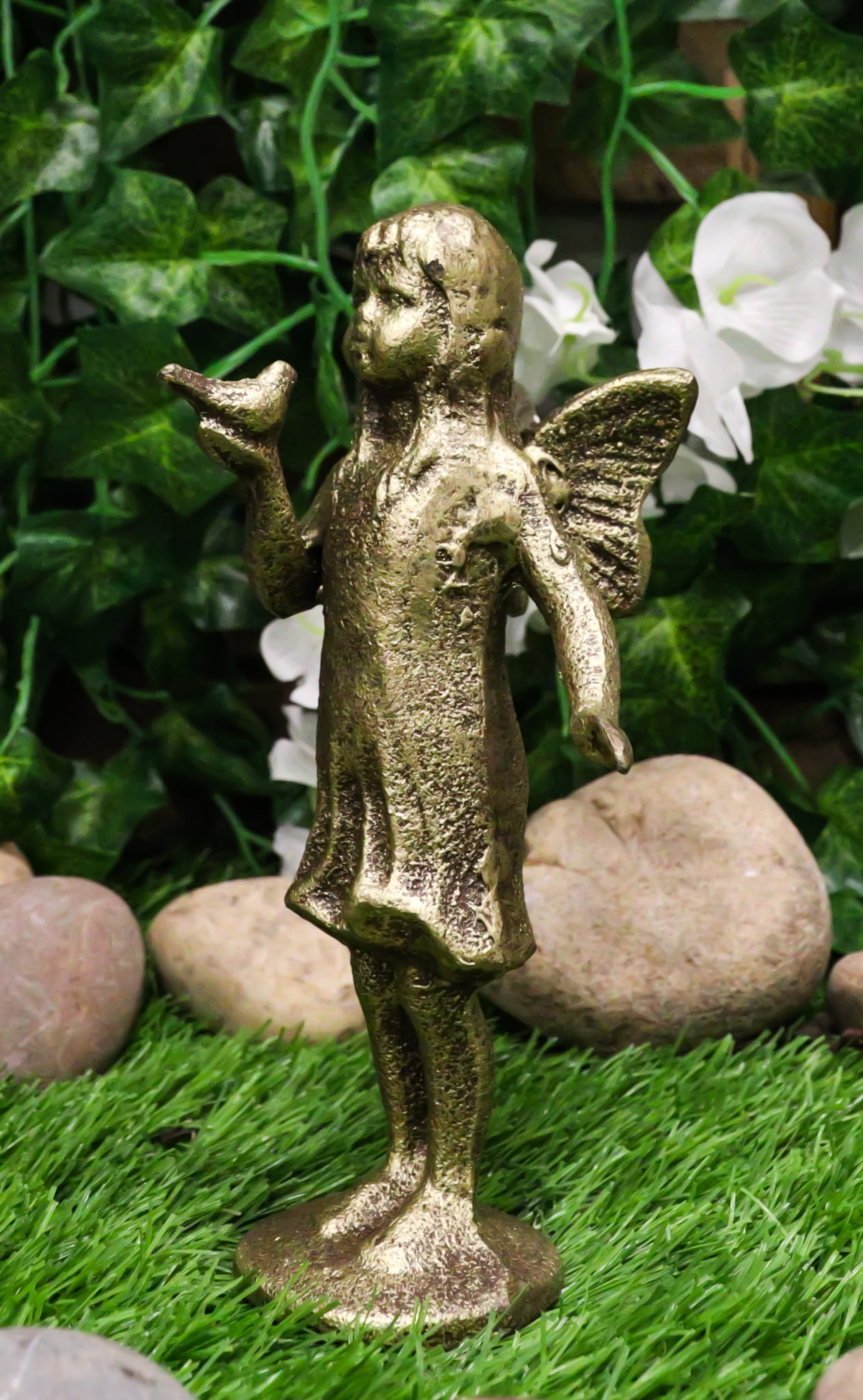 Cast Iron Rustic Enchanted Fantasy Girl Fairy Pixie Faerie With Bird ...
