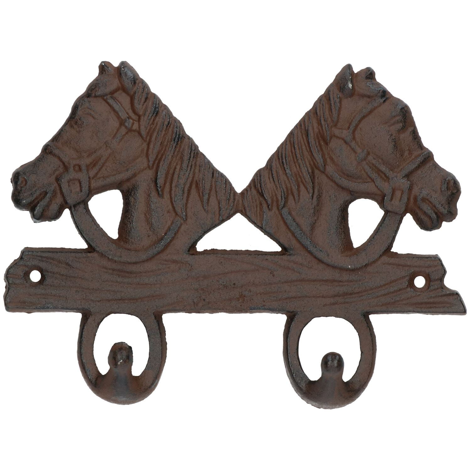 Cast Iron Rustic Two Horse Coat Hook Home Garden Stables 3x15x20.5cm ...