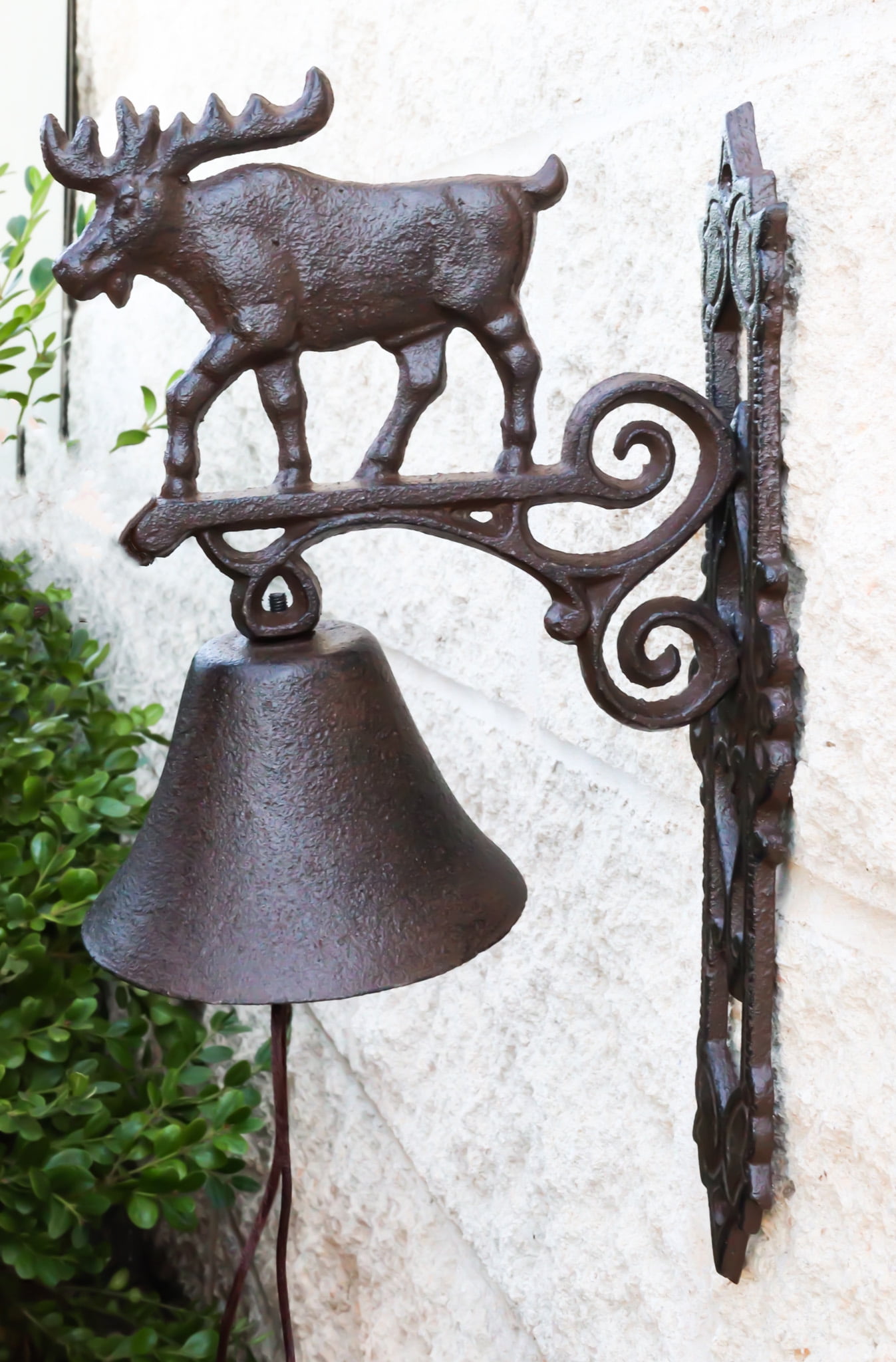 Cast Iron Rustic Vintage Western Grand Elk Moose Wall Dinner Yard Bell ...