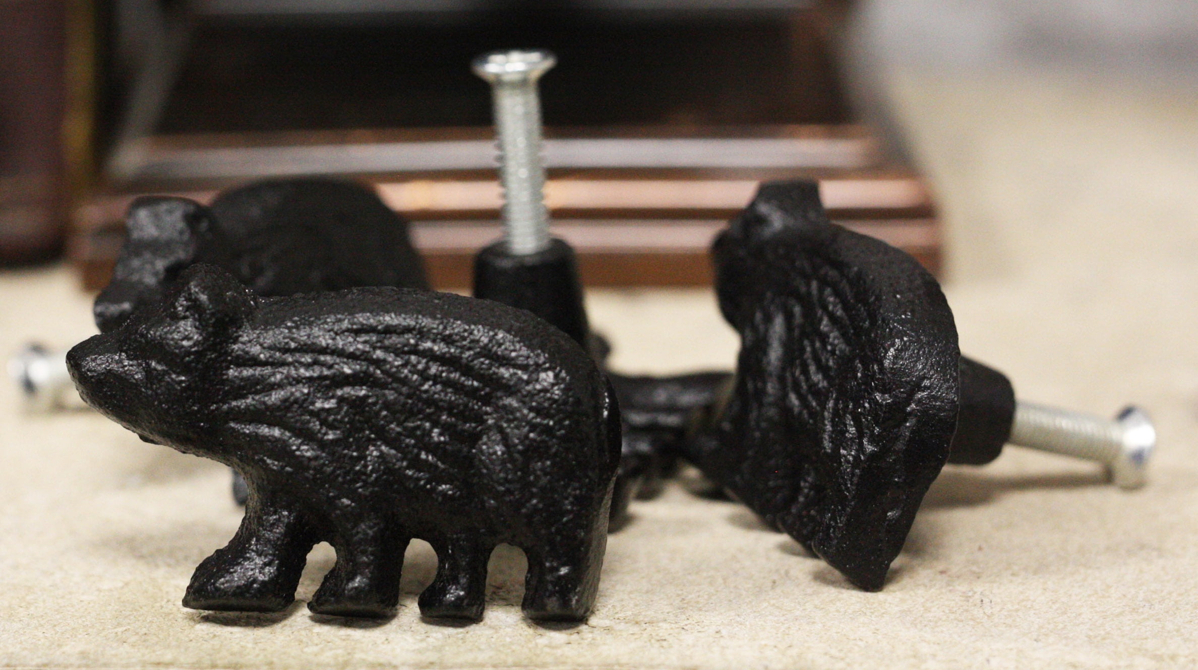 Ebros Gift Cast Iron Rustic Western Black Bear Drawer Cabinet Door ...