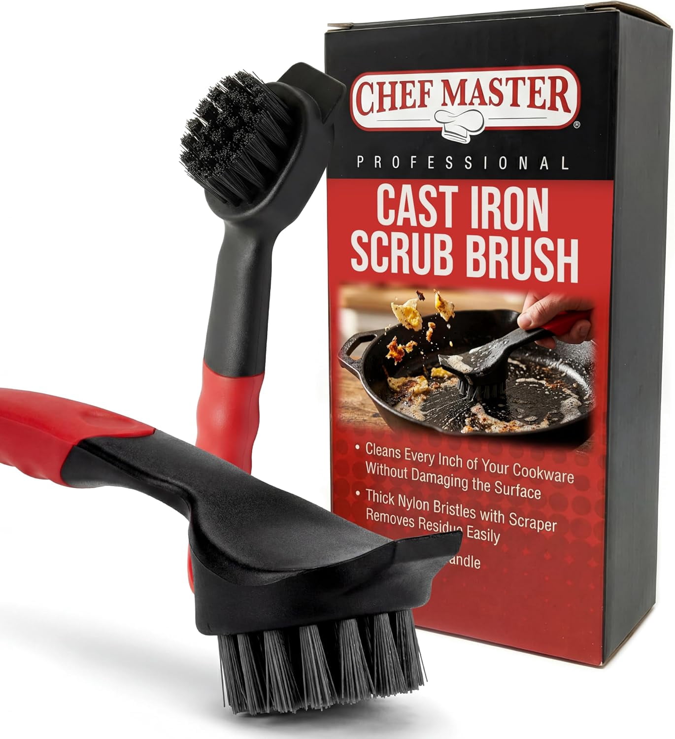 Cast Iron Scrub Brush & Scraper, Dish Scrubber Brush with Heavy Duty ...