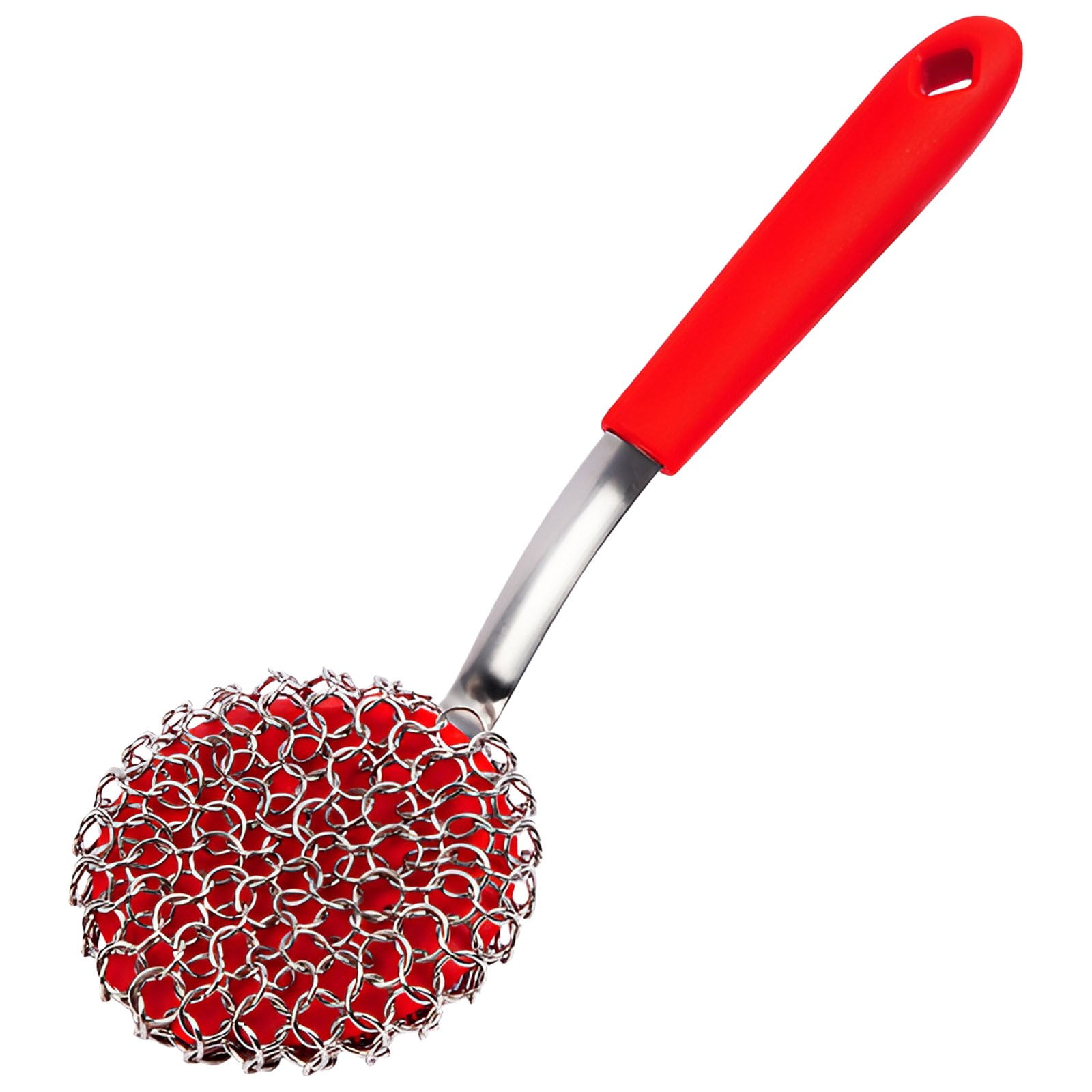 Cast Iron Scrubber Brush with Handle, Reusable Cast Iron Cleaner ...